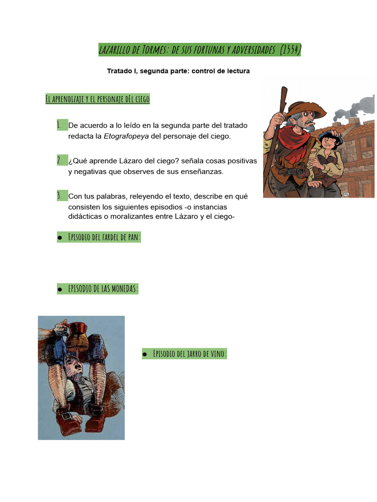 Lazarillo de Tormes - El Aprendizaje y El Personaje Del Ciego | PDF