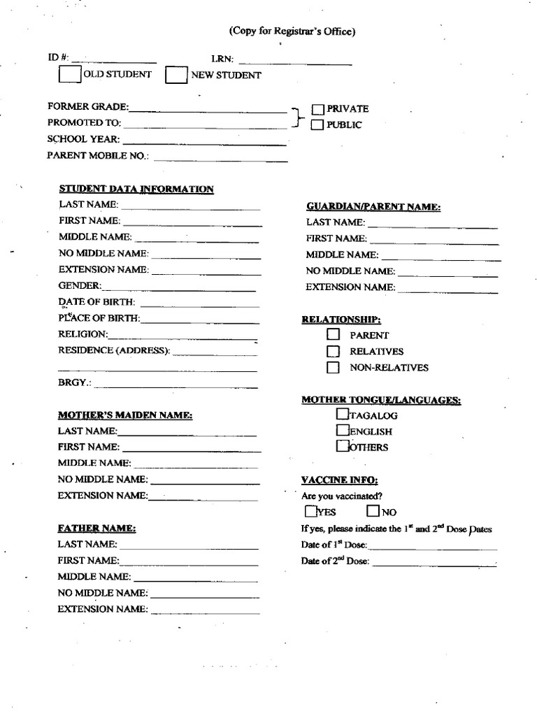 SIC Enrollment Form | PDF