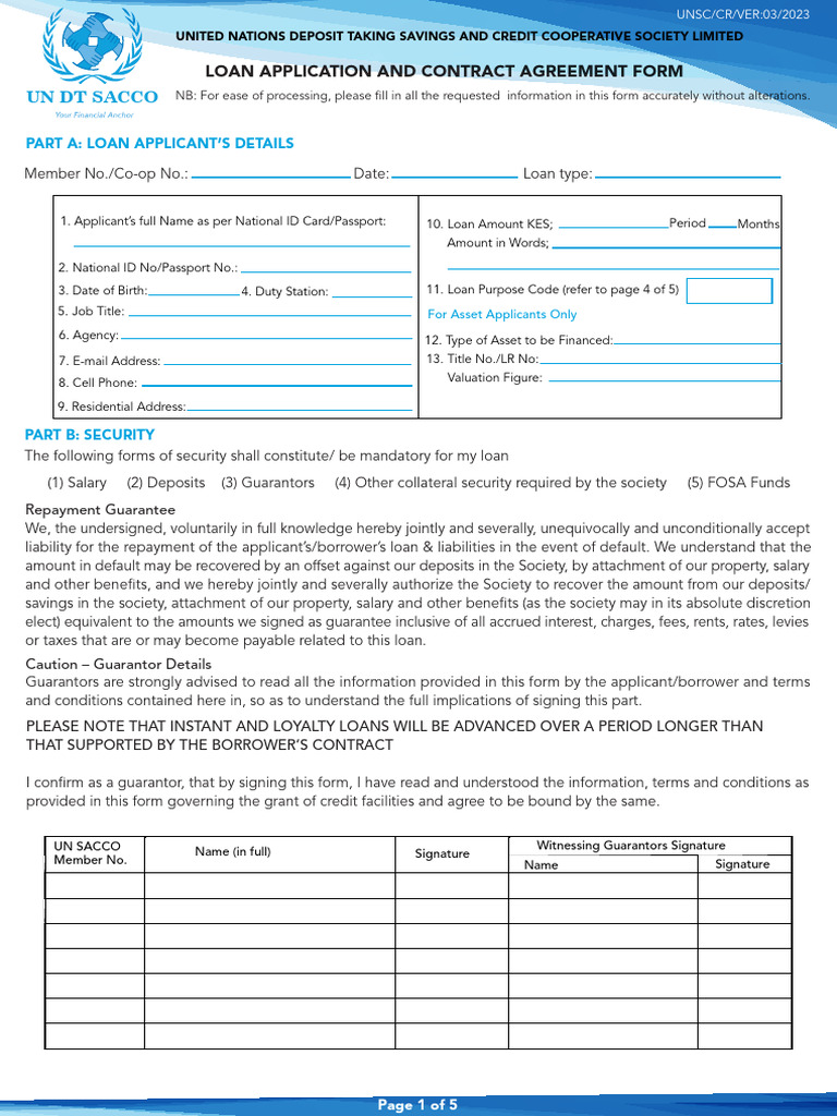 LOAN-APPLICATION-AND-CONTRACT-AGREEMENT-FORM-2023 (1) | PDF | Loans ...