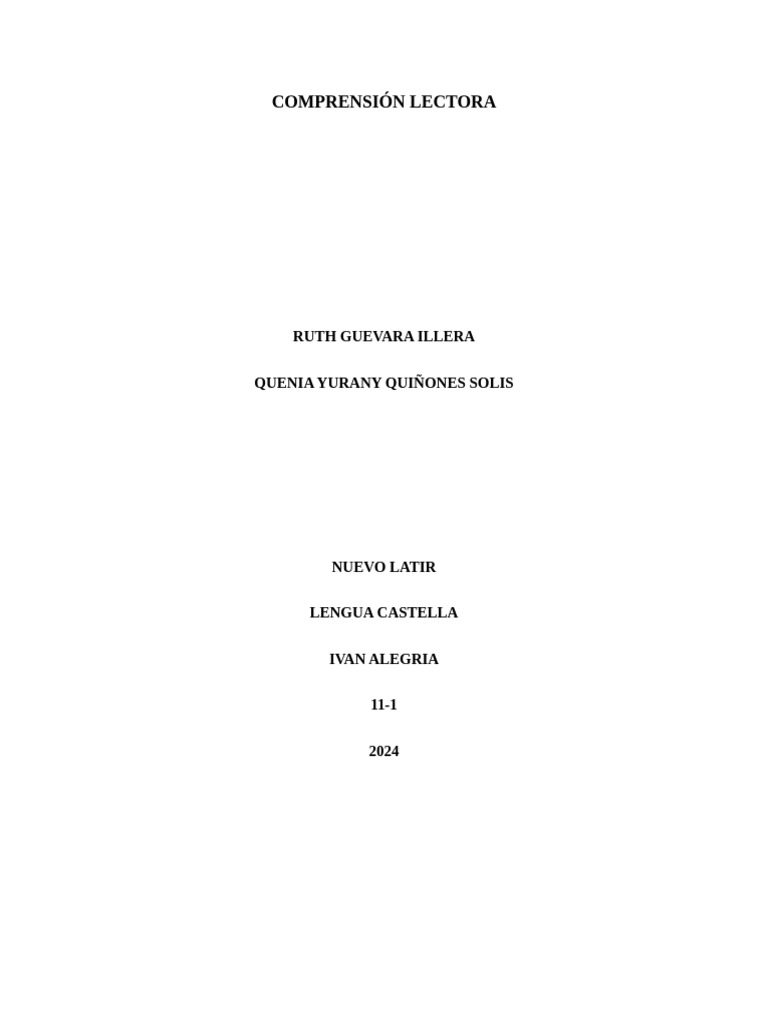 Comprensión Lectora 2 Pdf Comprensión Lectora Modificación De