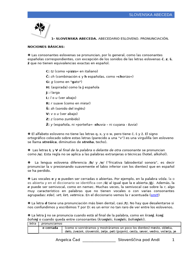 1 Slovenska Abeceda | PDF | Alfabeto | Fonética