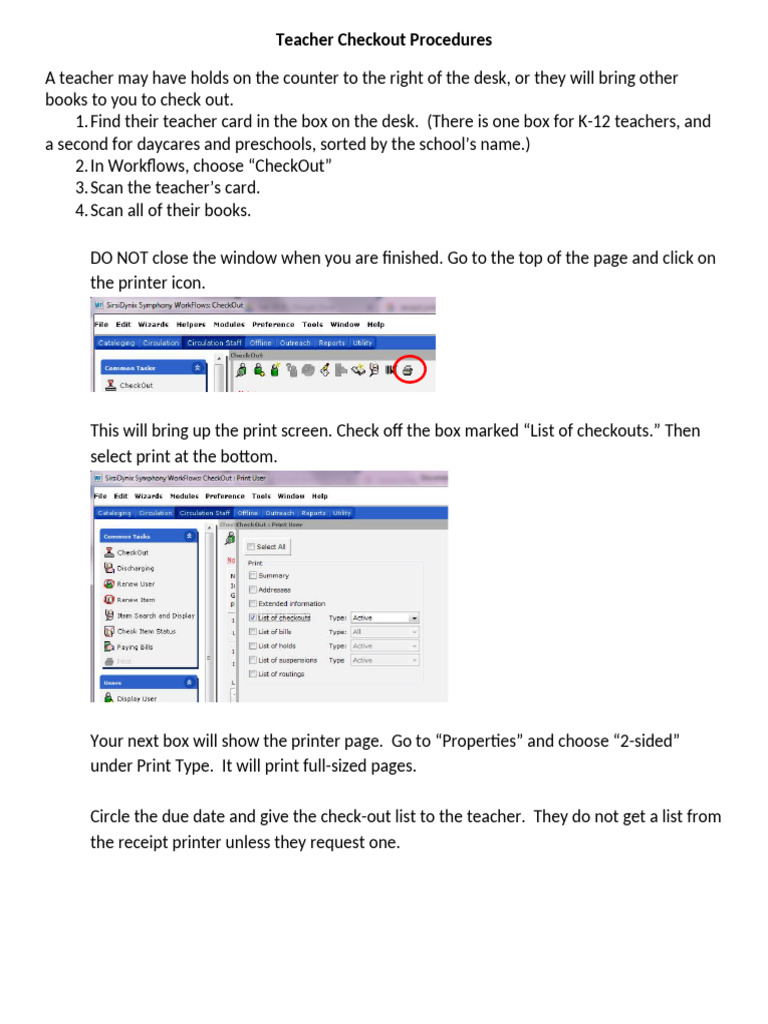 Teacher Checkout Procedures Guide | PDF