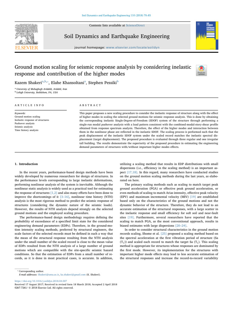 Ground Motion Scaling For Seismic Response Analysis by Considering Inelastic | PDF | Applied And ...