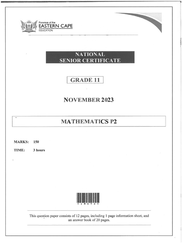 2023 Grade 11 Maths November Paper 2 | PDF