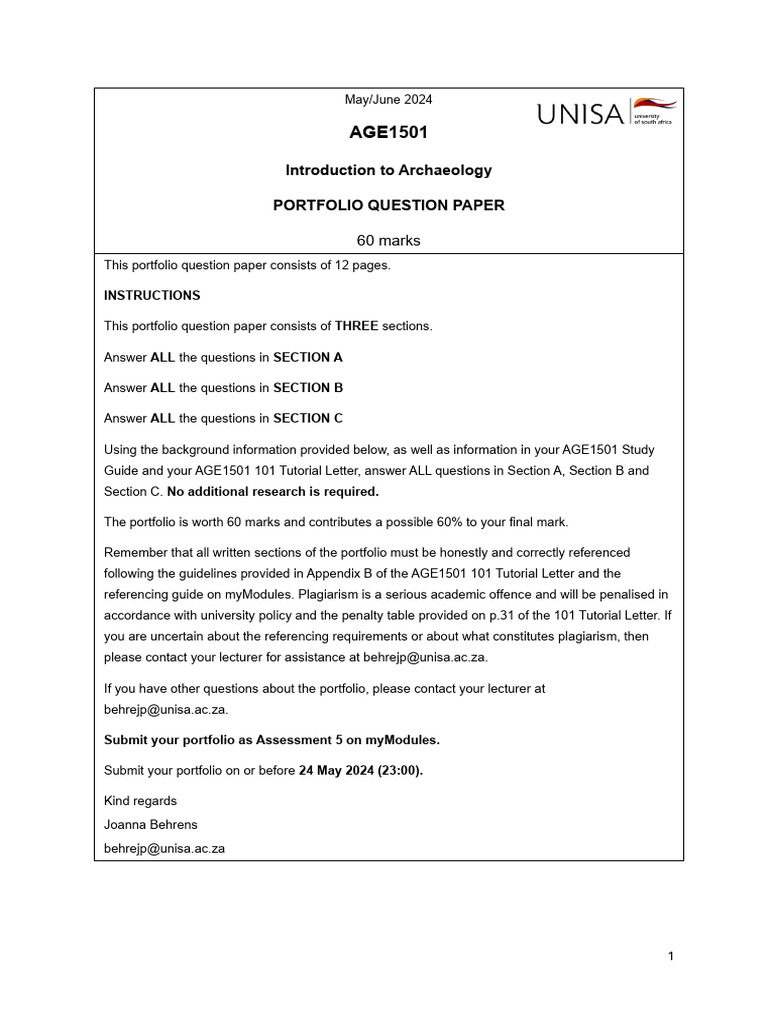 AGE1501 Assessment 5 Portfolio | PDF | Archaeology | Artifact (Archaeology)