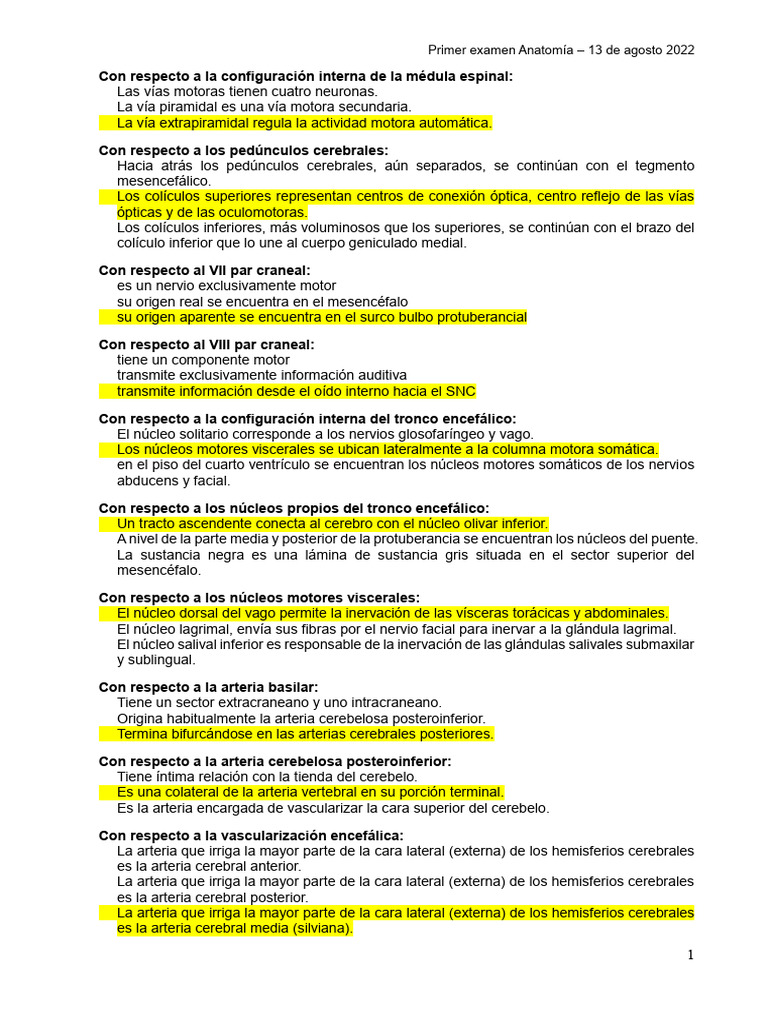 Prototipo Examen Anatomia 13 08 22 Corregido | PDF | Abdomen | Articulación