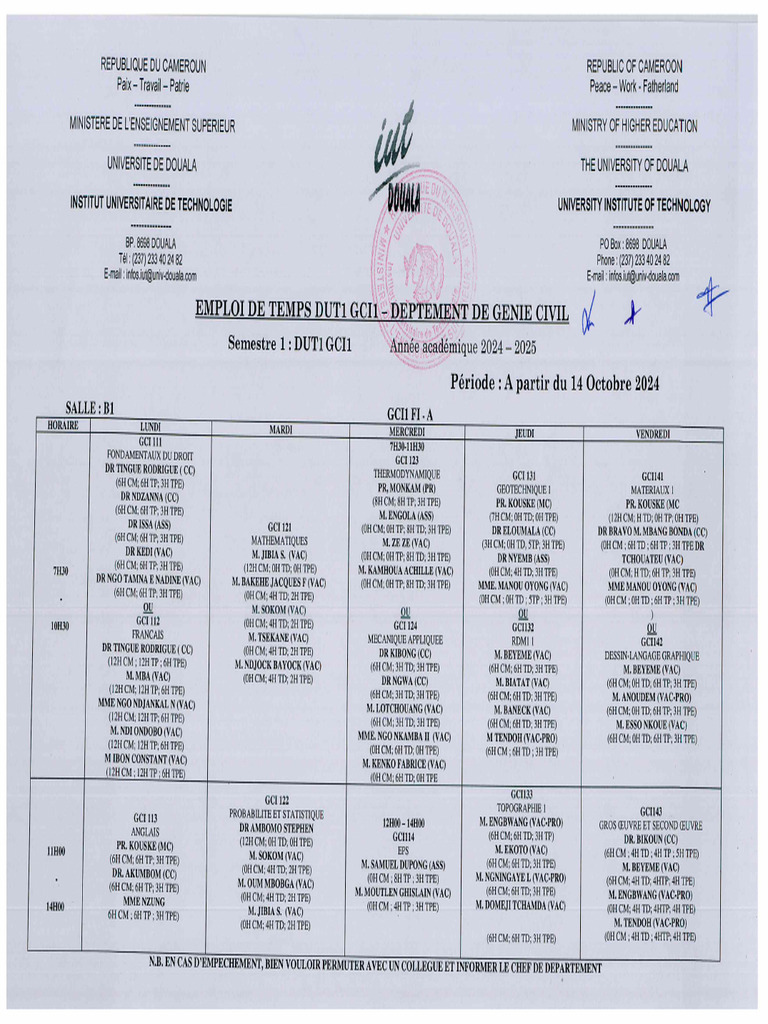 Edt Sem1 DPT Gci - 2024-2025 | PDF