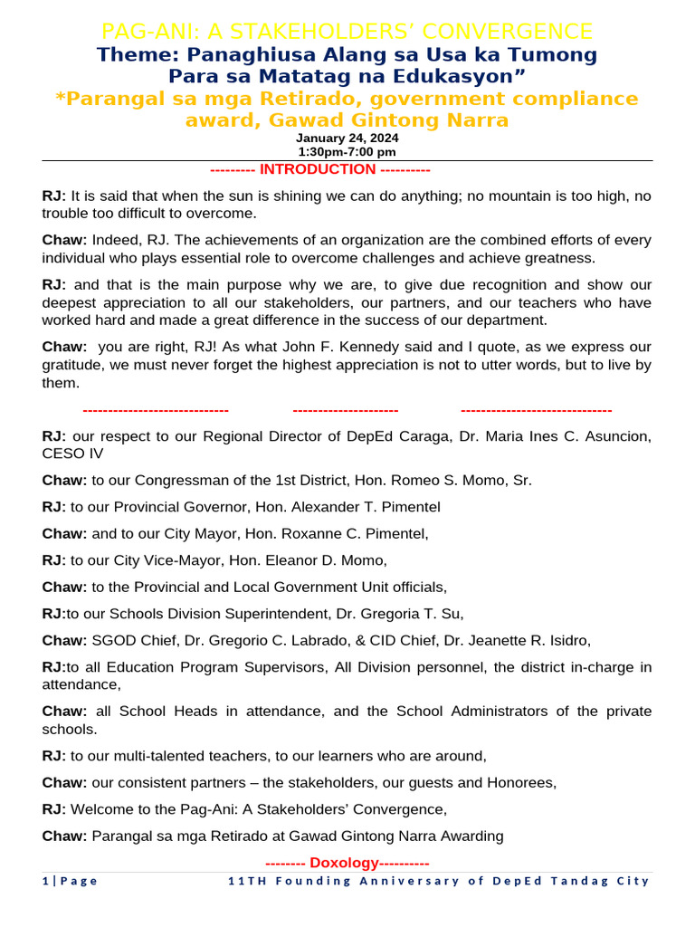 Final-Script-Pag-Ani Stakeholders Convergence | PDF | Cognition