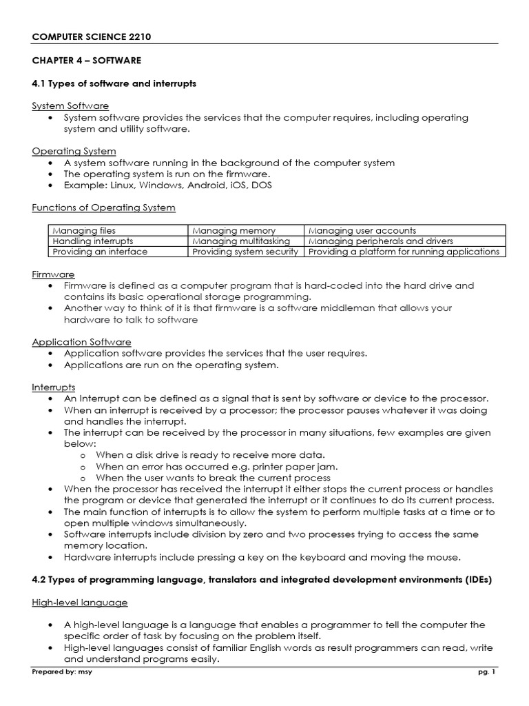 Y9 - Chapter 4 Software | PDF | Operating System | Programming