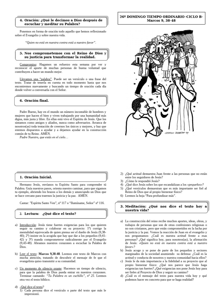 26° Tiempo Ordinario - Marcos 9,38-48 | PDF | Jesús | Oración