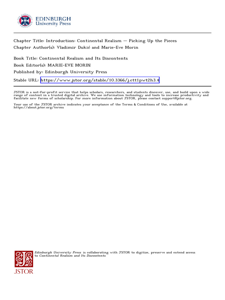 Introduction - Continental Realism - Picking Up The Pieces | PDF ...