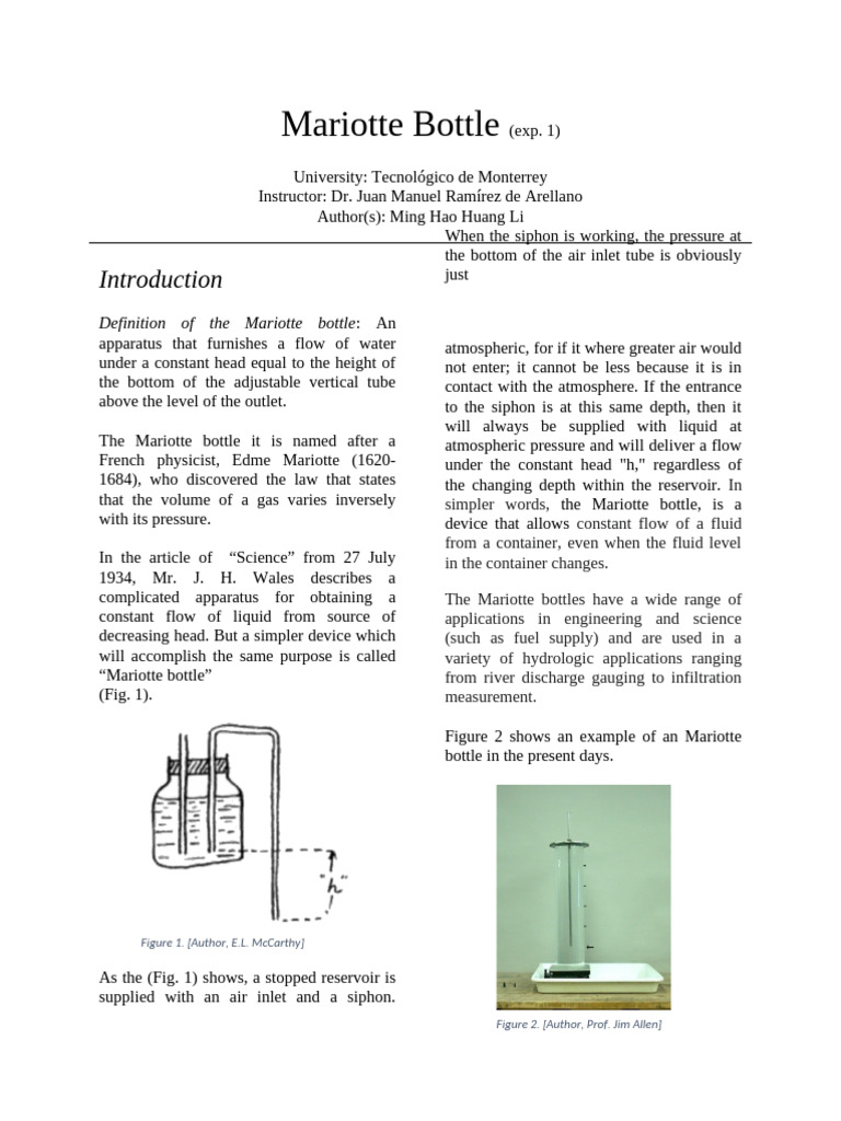 Report (Mariotte Bottle) | PDF | Fluid Dynamics | Force