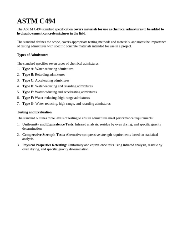 ASTM C494 - Outline | PDF