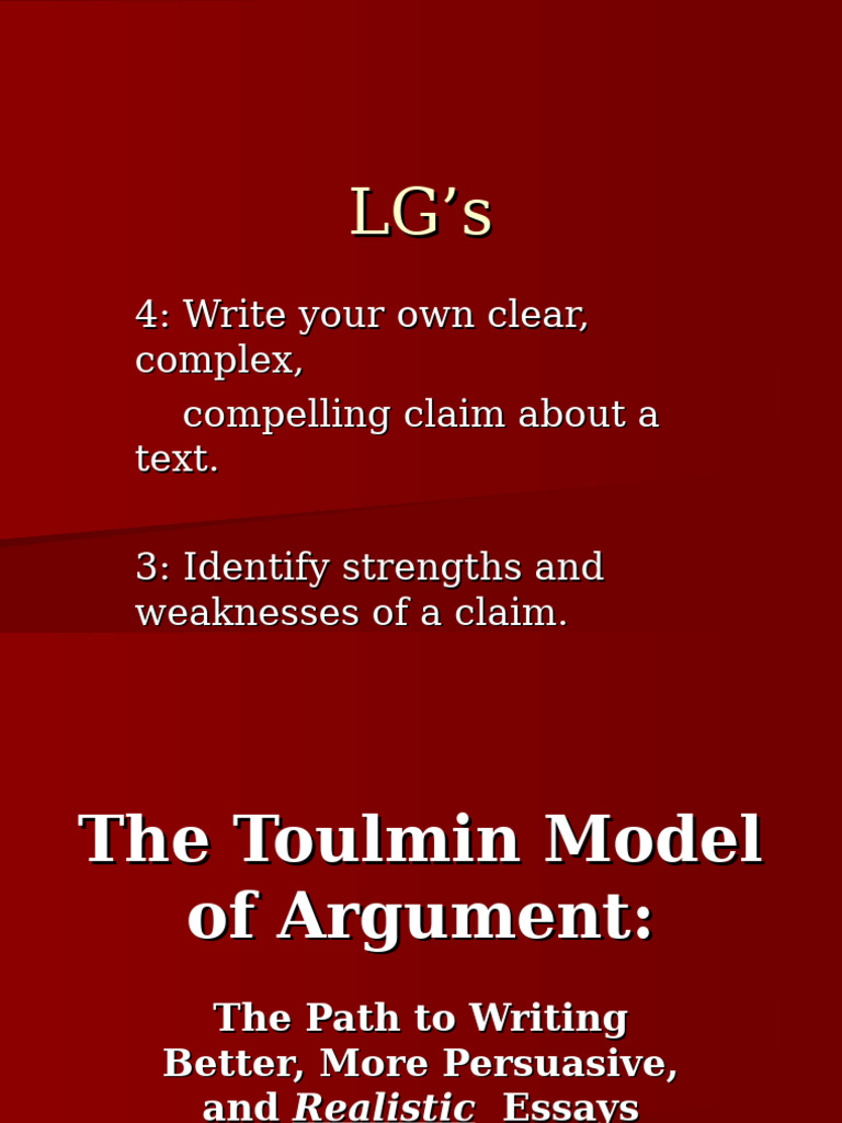 The Toulmin Model Of Argument Revised1 Pdf Argument Adventures Of Huckleberry Finn