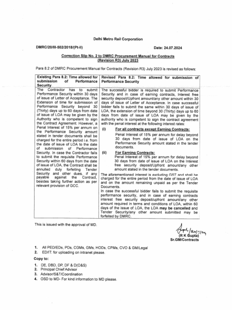 Correction Slip No. 2 to Procurement Mannual Dt 24-7-2024 | PDF