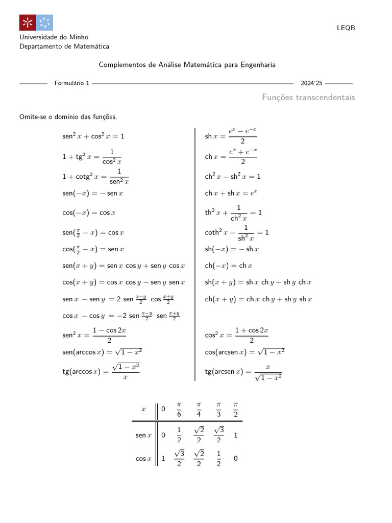 Transcendental Functions and Integrals Guide | PDF