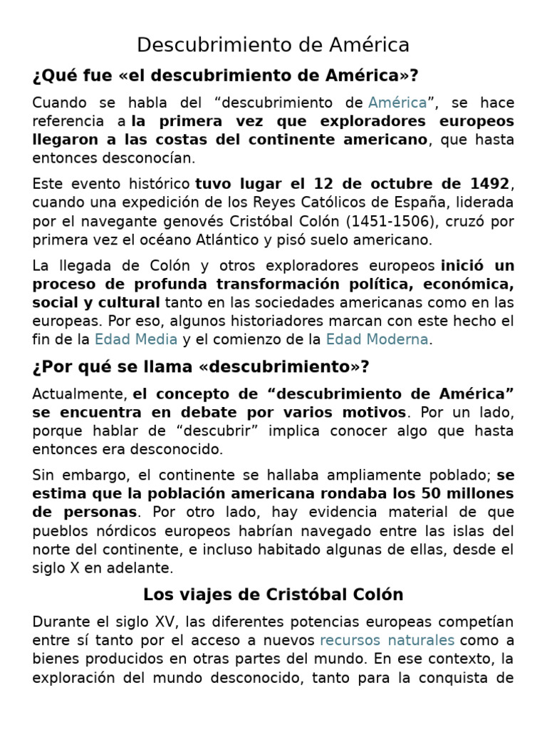 Viajes de Colón y el descubrimiento de América | PDF | Cristobal colon ...