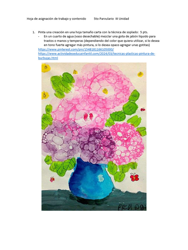 Hoja de Trabajo 5to Parv Art Plásticas | PDF | Dibujo