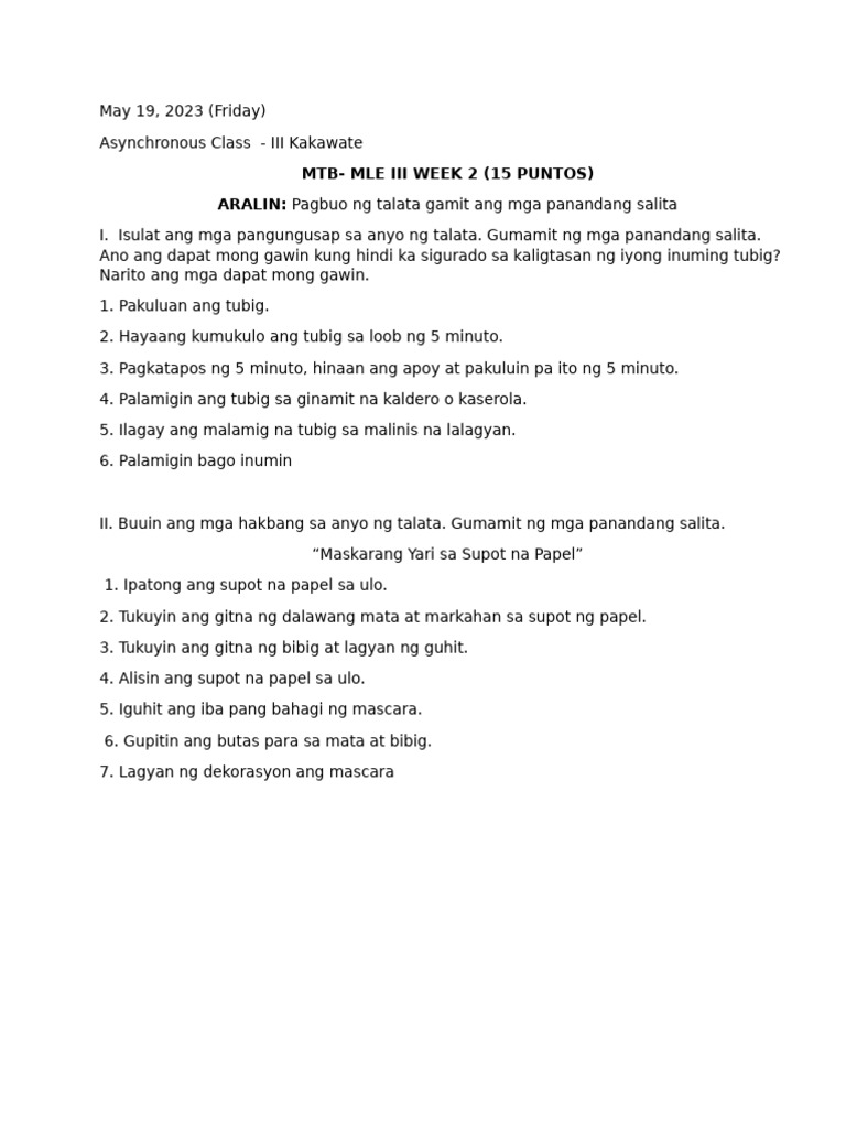 May 19 Asynchronous Class | PDF