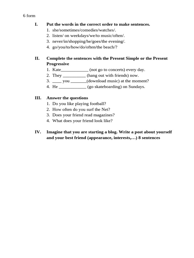 6 Grade Test Unit 1 Pdf