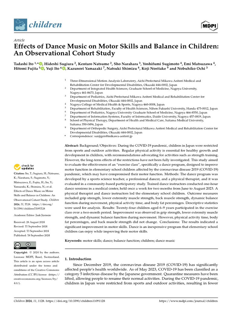 Effects of Dance Music On Motor Skills and Balance in Children 2024 ...