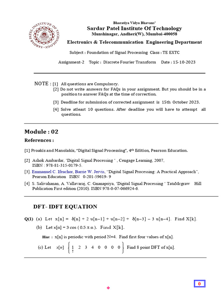 (2) Assignment-2A DFT | PDF | Discrete Fourier Transform | Spectral Density