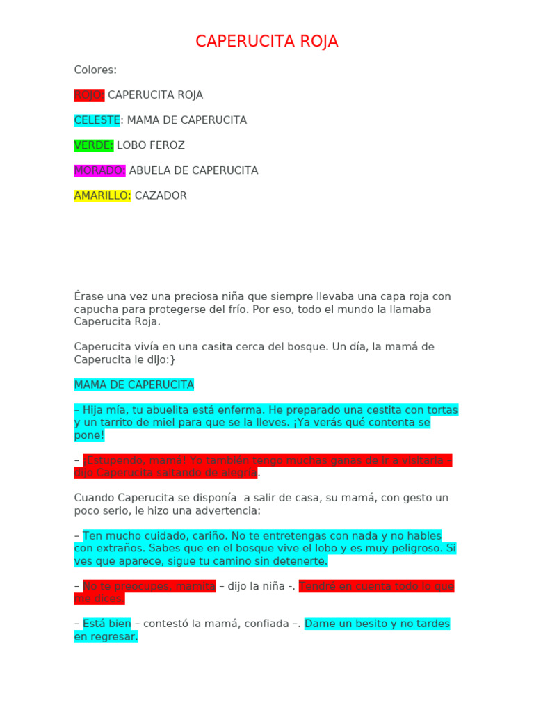 Caperucita Roja Teatro | PDF | Caperucita Roja | Lobos