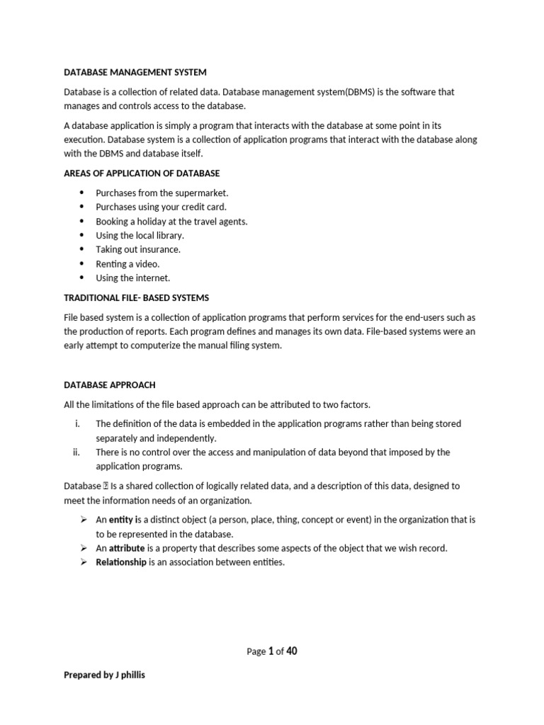 1 To 5 Introduction To DBMS | PDF | Databases | Relational Database