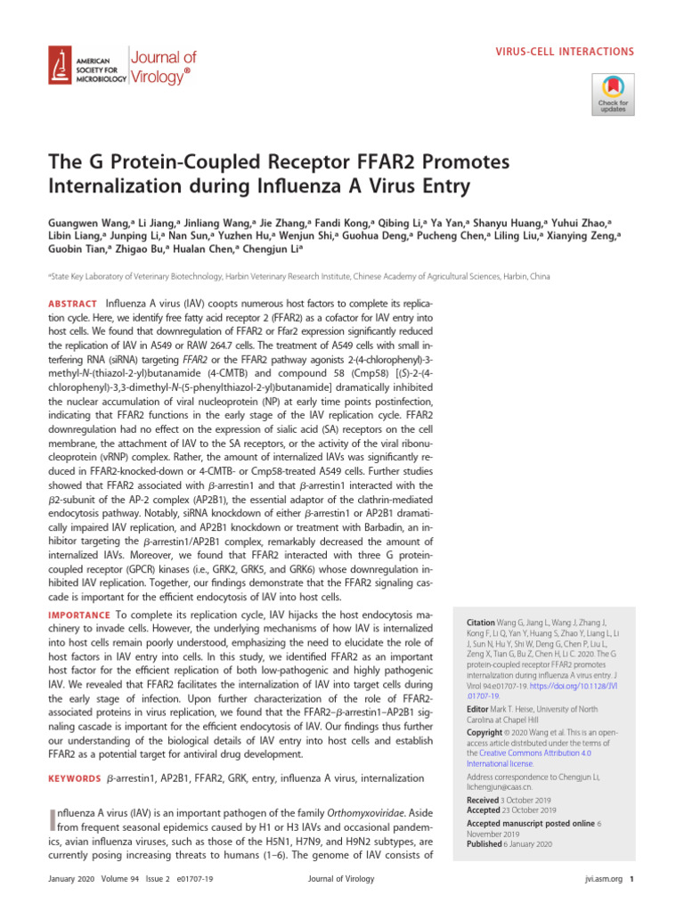 The G Protein-Coupled Receptor FFAR2 Promotes Internalization During ...