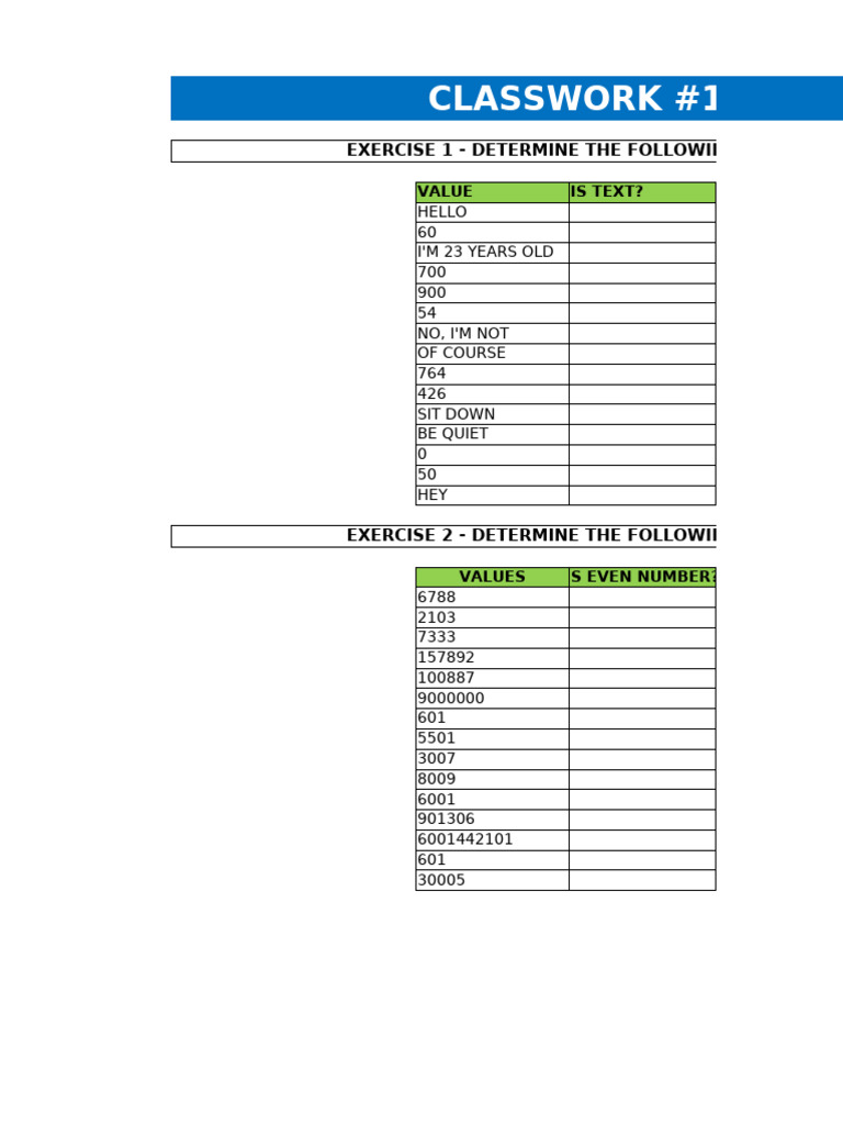 Classwork: Identify Text & Numbers | PDF