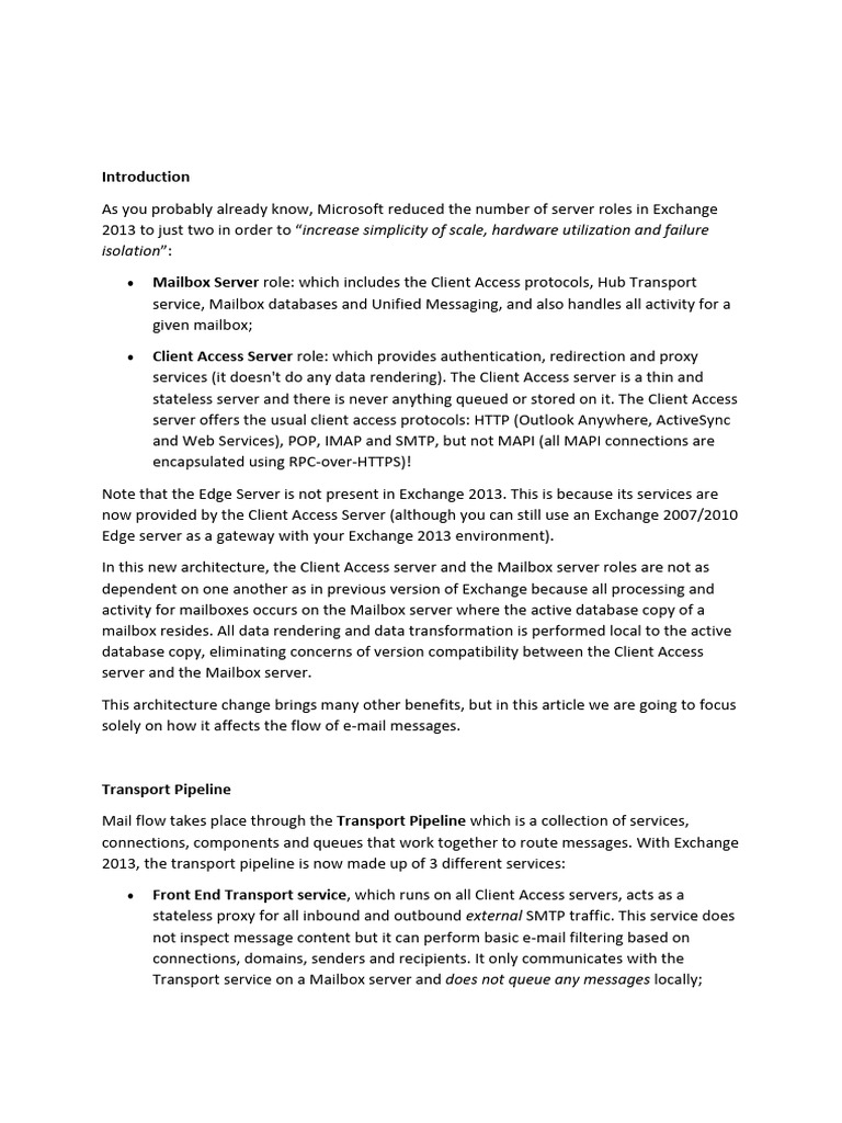 Exchange 2013 Mail Flow.docx | PDF | Routing | Proxy Server Exchange 2013 Mail Flow.docx | PDF | Routing | Proxy Server