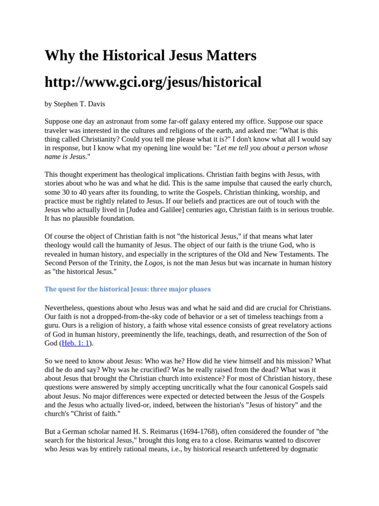 Understanding the Historical Jesus | PDF | Jesus | Resurrection Of Jesus