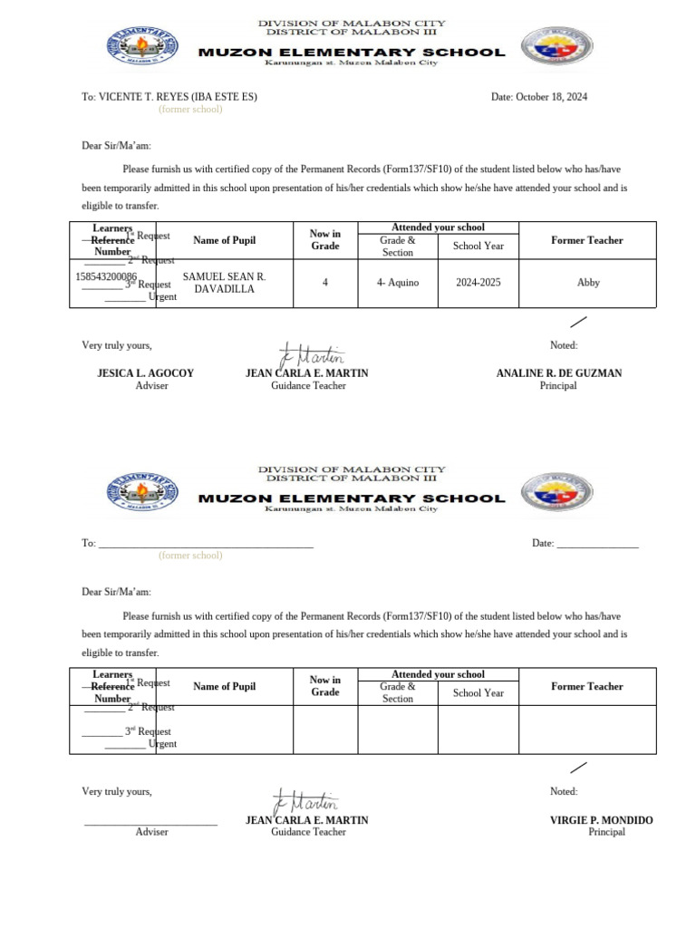 form137-SF10-request | PDF