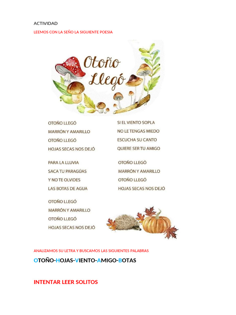 Actividades de Poesía y Otoño | PDF