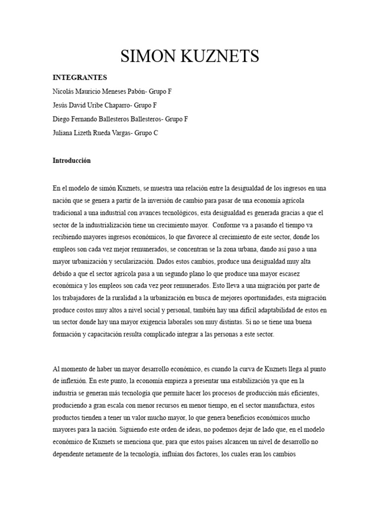 Simon Kuznets | PDF | Desigualdad social | Discriminación y relaciones raciales