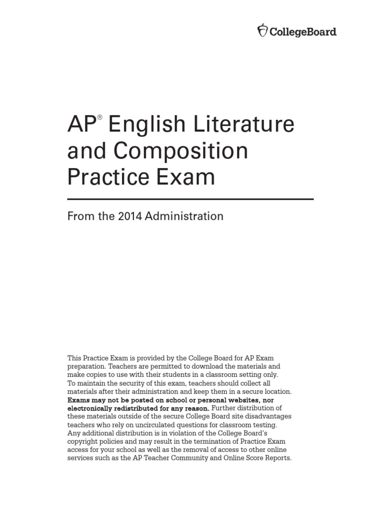 2014 AP Lit Exam Student Ver | PDF | Novels