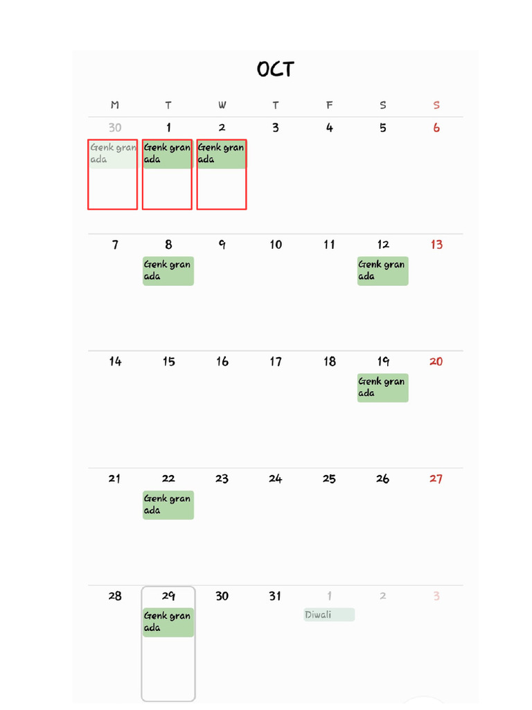 Jadwal Okt Granada | PDF