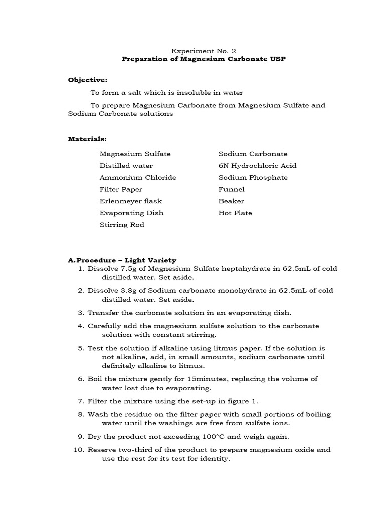 Activity 2 | PDF | Magnesium | Sodium Carbonate