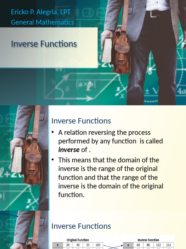 General Mathematics Chapter 1 Lesson 1.4 Inverse Functions | PDF | Function (Mathematics ...