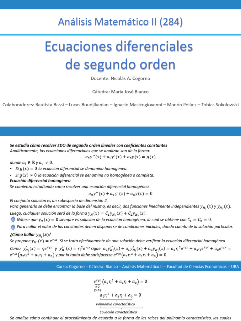 Ecuaciones Diferenciales de Segundo Orden | PDF | Ecuaciones | Ecuaciones diferenciales