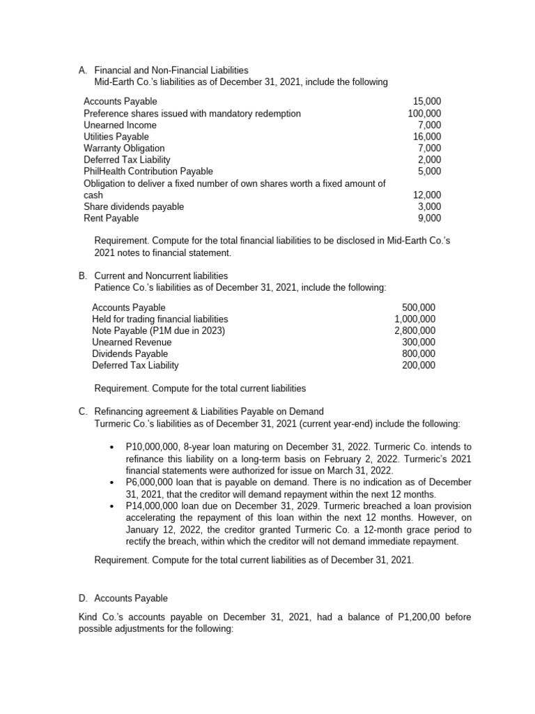 Financial and Non Financial Liabilities | PDF | Accounts Payable | Loans
