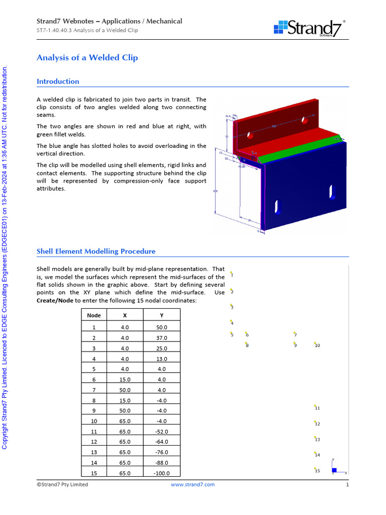 ST7-1.40.40.3 Analysis of A Welded Clip | PDF | Extrusion | Welding