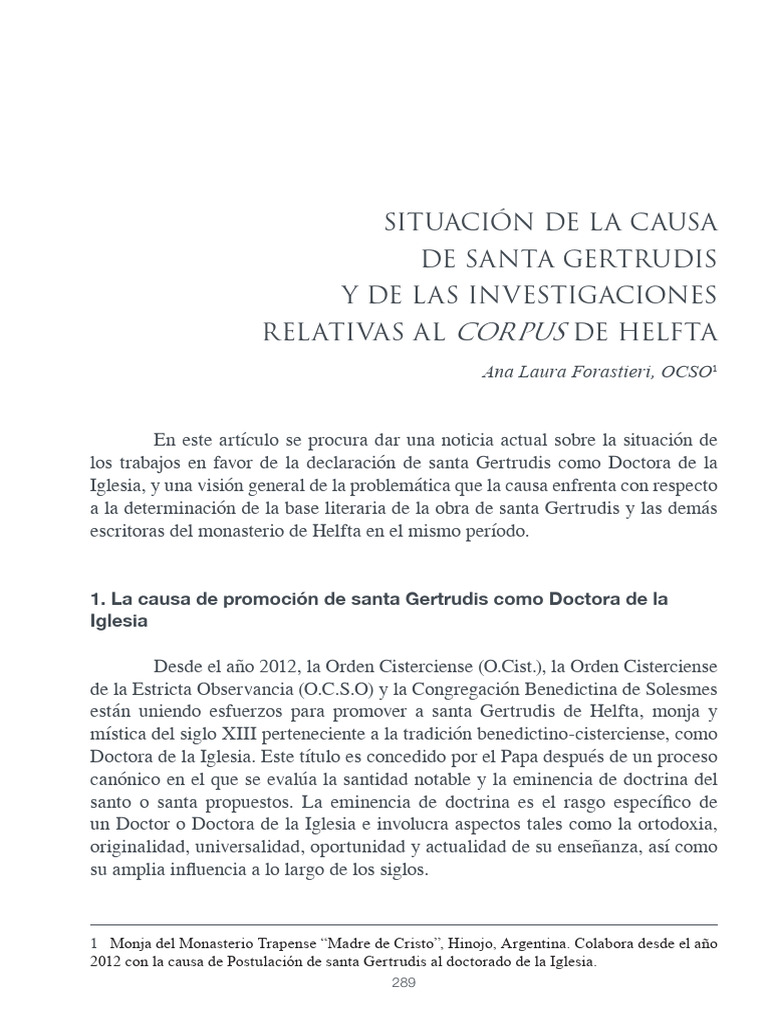 Situación de La Causa de Santa Gertrudis y de Las Investigaciones ...
