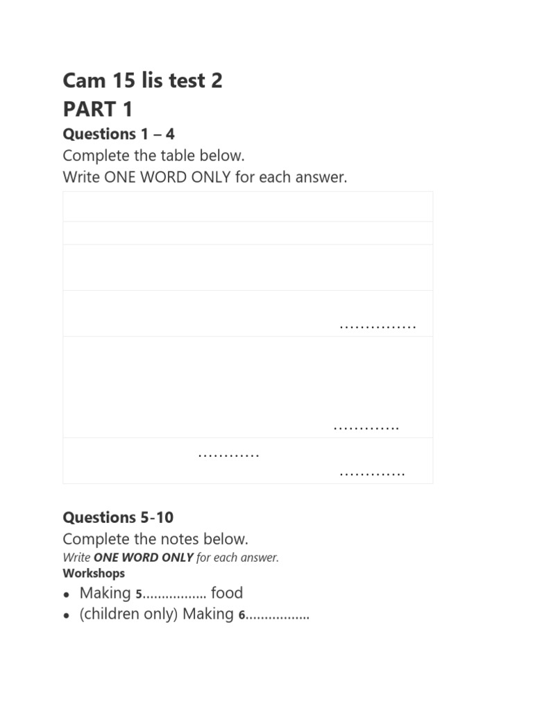 Cam 15 lis test 2 | PDF