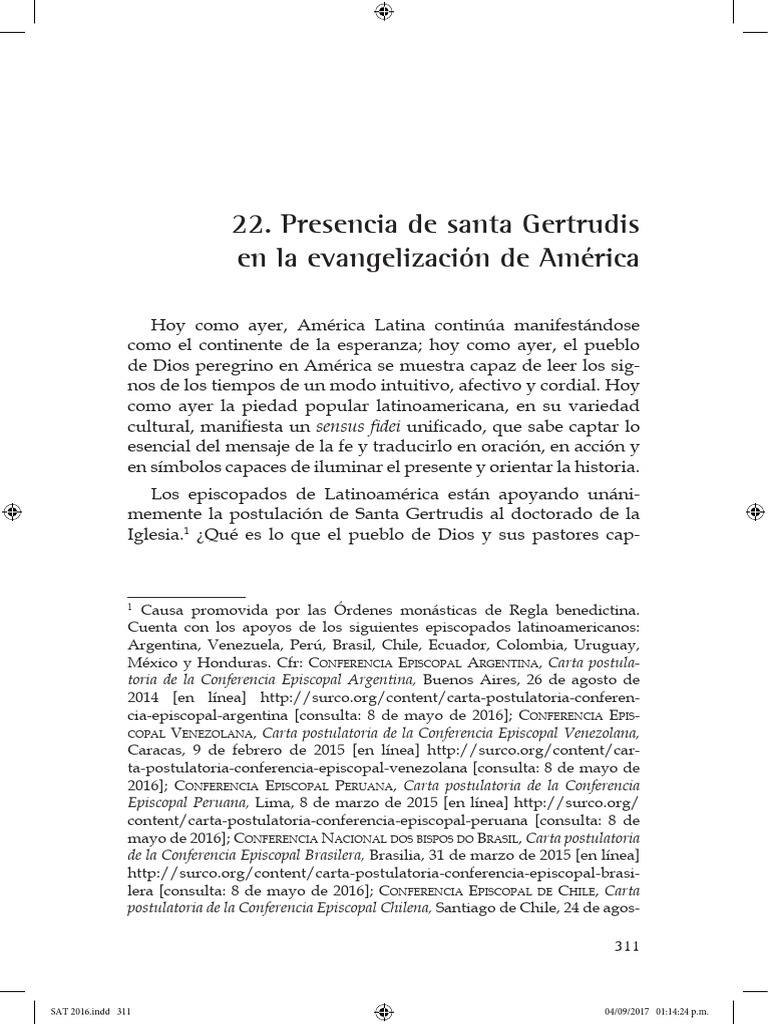 Santa Gertrudis y su impacto en América | PDF | Santo | America latina