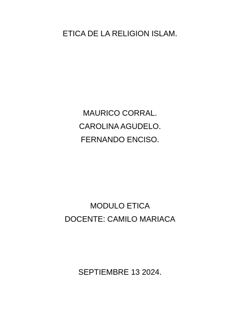 Etica de La Religion Islam | PDF