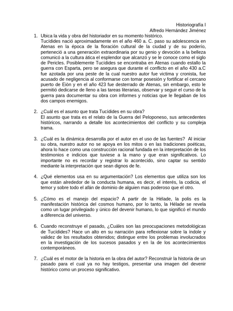 Unidad 2 Tucidides 3 Alfredo Hernandez Jimenez | PDF | Tucídides