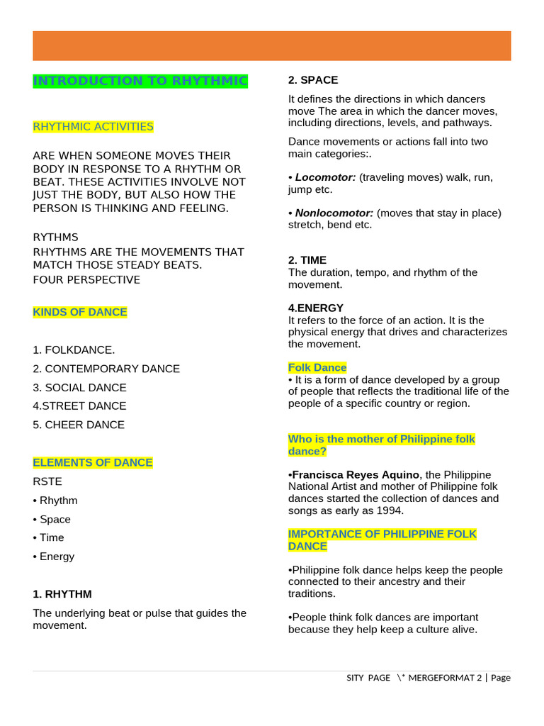 P.E 3 REVIEWER | PDF | Performing Arts | Dances