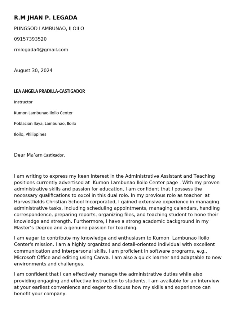Application Letter | PDF