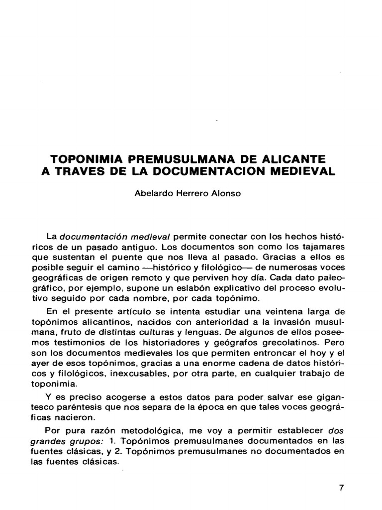 Toponimia Premusulmana de Alicante | PDF | Filología | Artes del ...